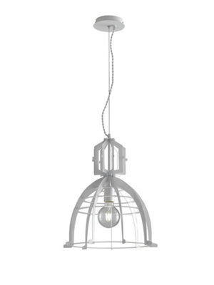 Luminosa URBAN Wire Frame Pendant Ceiling Light White 40x46cm