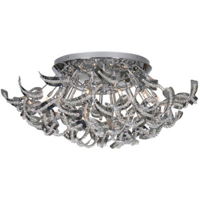 Luminosa Volupta Glass & Crystal Ceiling Light Chrome