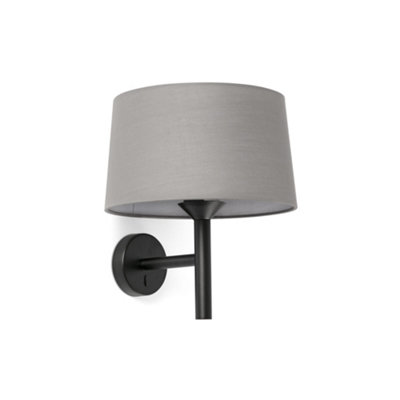 Luminosa Windsor Wall Lamp with Shade Black, Grey 1x E27