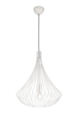 Luminosa Wire Frame Pendant Ceiling Light White, 1x E27