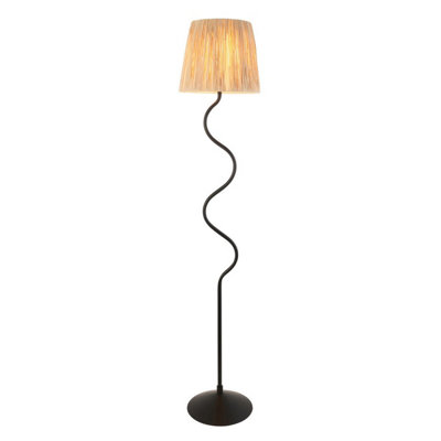 Luminosa Wriggle Floor Lamp with Tapered Shade Matt Black, Natural ...