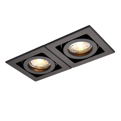 Luminosa Xeno Twin 2 Light Recessed Titlable Downlight Matt Black Dimmable