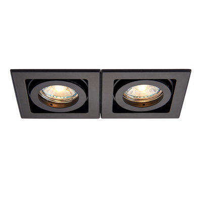 Luminosa Xeno Twin 2 Light Recessed Titlable Downlight Matt Black Dimmable