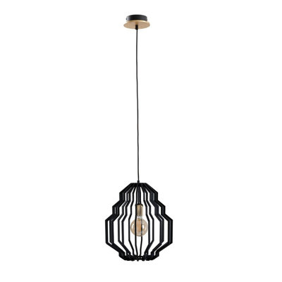 Luminosa Zoey Wire Frame Pendant Ceiling Light Black, Gold, 35.5cm, 1x E27
