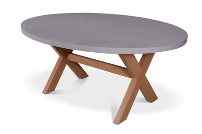 LUNA 180X130cm Ellipse Table Warm Grey | DIY at B&Q