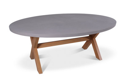 LUNA 200X145cm Ellipse Table Warm Grey | DIY at B&Q