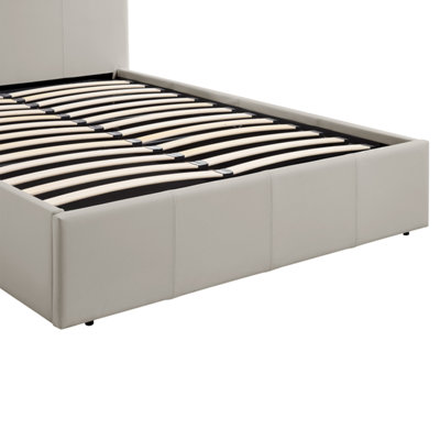 LUNA 3FT Single Cream Beige Ottoman Storage Bed with Gas Lift Faux ...