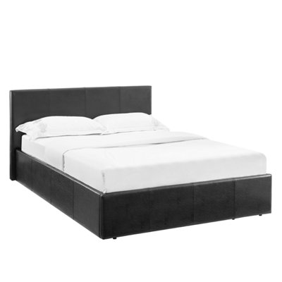 LUNA 3FT Single Ottoman Storage Bed in Black Faux Leather