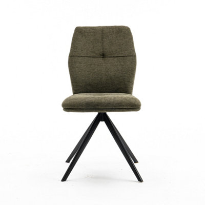 Luna Modern Fabric Dining Chair Padded Seat Metal Leg Kitchen 4 Pcs (Green)