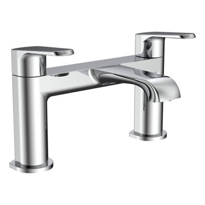 Lunaris Chrome Bath & Basin Tap Set with Wastes - Modern Mixer, Filler ...