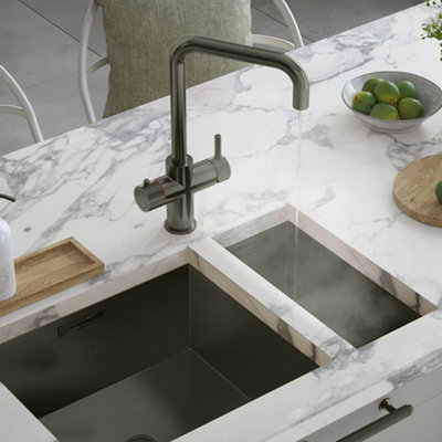 Lunen Touch Brushed Gunmetal 3 in 1 Instant Boiling Water Tap