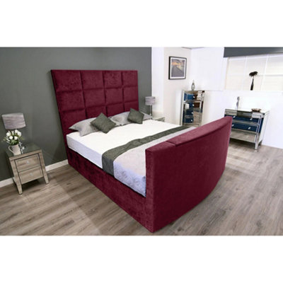Lurvi Plush Velvet Maroon TV Bed Frame | DIY at B&Q