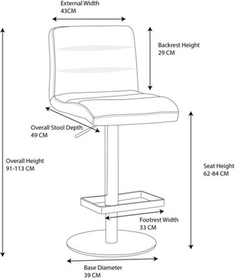Luscious Deluxe Breakfast Bar Stool, Chrome Footrest, Adjustable Swivel ...