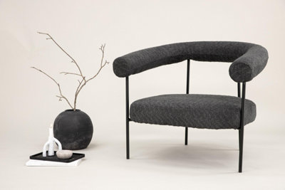 LUSTIG ARM CHAIR,DARK GREY BOUCLE