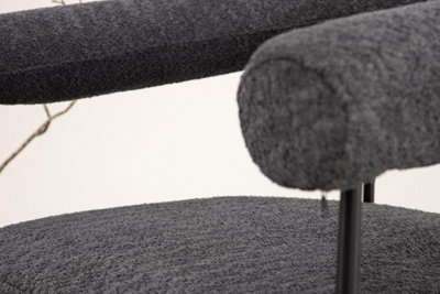 LUSTIG ARM CHAIR,DARK GREY BOUCLE