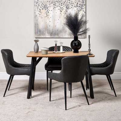 Lutina 120cm Dining Table 4 Carlton Dining Chairs - Grey