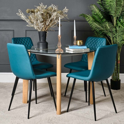 Lutina 120cm Dining Table 4 Ripley Dining Chairs - Teal