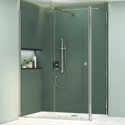 Luton 1500 x 700mm Wet Room Sliding Shower Screen Enclosure with Stone ...