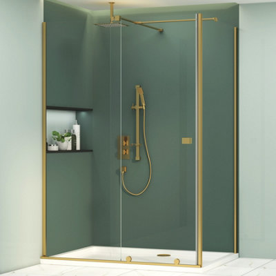 Luton 1500 x 760mm Wet Room Sliding Shower Screen Enclosure with Stone ...