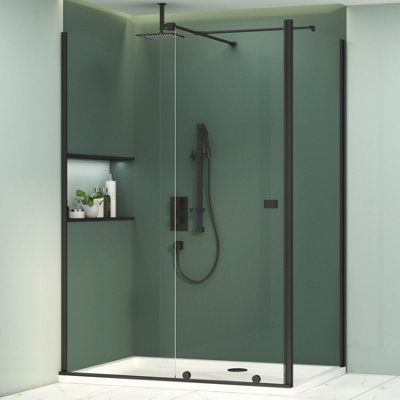 Luton 1600 x 900mm Wet Room Sliding Shower Screen Enclosure with Stone ...