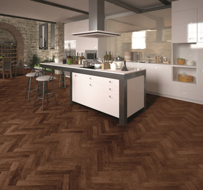 Luvanto Click+ SPC Herringbone Flooring Priory Oak - 6mm with UniZip ...