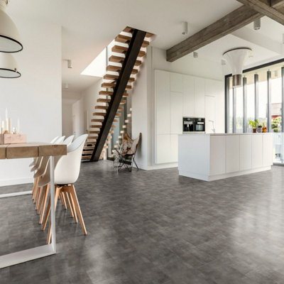 Luvanto Design Urban Grey Stone Effect Glue Down Luxury Vinyl Tile ...