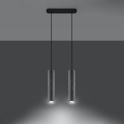 Luvo Concrete Grey 2 Light Classic Pendant Ceiling Light