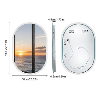 LUVODI 600x900mm Long Oval LED Bathroom Mirrors with Demister, 3 Color ...