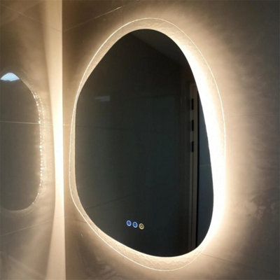 LUVODI 700x900mm LED Bathroom Mirror Pebble Design Backlit Illuminated ...