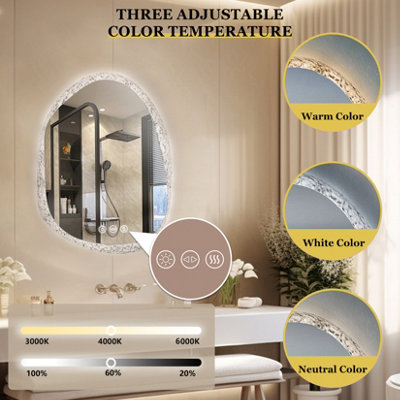 LUVODI 700x900mm LED Bathroom Mirror Pebble Design Backlit Illuminated ...
