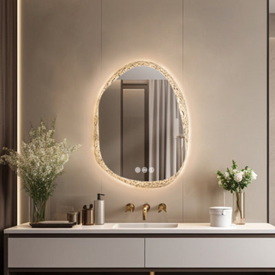 LUVODI 700x900mm LED Bathroom Mirror Pebble Design Backlit Illuminated ...