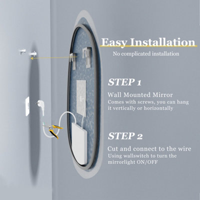 LUVODI 700x900mm LED Bathroom Mirror Pebble Design Backlit Illuminated ...