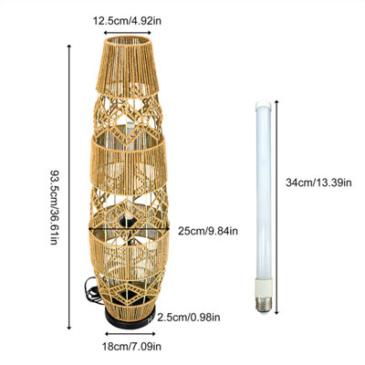 LUVODI Vintage Rattan LED Floor Lamp Dimmable New Chinese Shades Floor ...