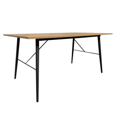 Lux Dining Table - Oak top Black Leg