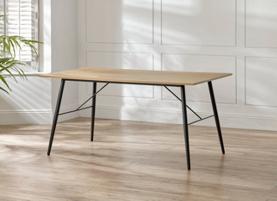 Lux Dining Table - Oak top Black Leg