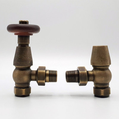 Lux Heat Angled Antique Brass Traditional Thermostatic Radiator Valve ...
