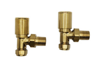Lux Heat Angled Brass Manual Radiator Valve Set