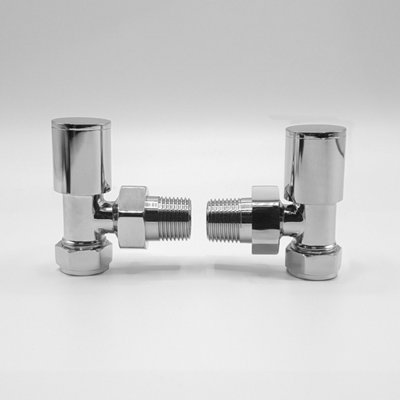 Lux Heat Angled Chrome Manual Round Radiator Valve Set