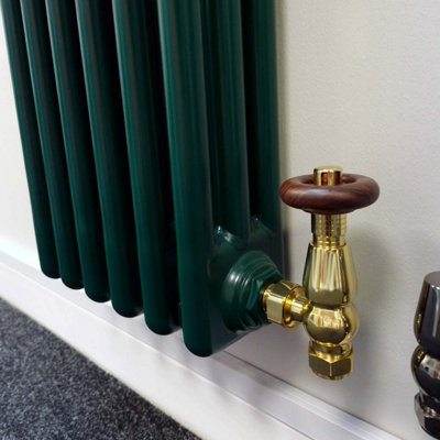 Lux Heat Angled Polished Brass Traditional Thermostatic Radiator Valve ...