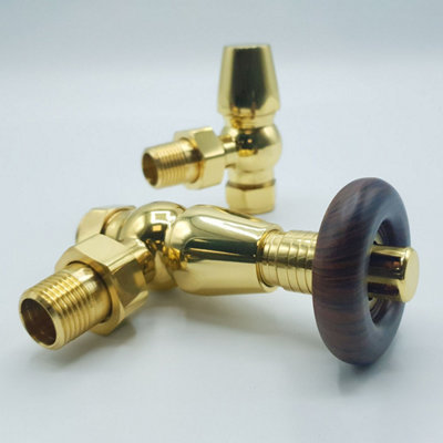Lux Heat Angled Polished Brass Traditional Thermostatic Radiator Valve ...