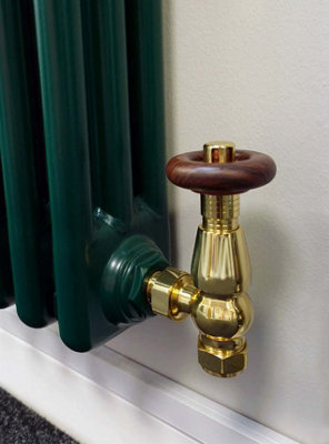 Lux Heat Angled Polished Brass Traditional Thermostatic Radiator Valve ...