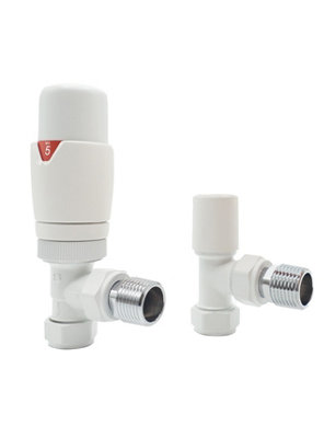Lux Heat Angled White Thermostatic Radiator Valve (TRV) Set