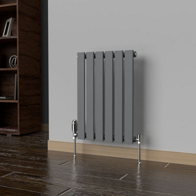 Lux Heat Anthracite Grey Flat Horizontal Single Panel Designer Radiator ...