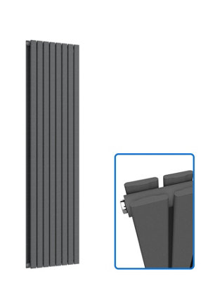 Lux Heat Anthracite Grey Flat Vertical Double Panel Designer Radiator ...