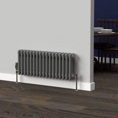 Lux Heat Anthracite Grey Horizontal 3 Column Traditional Radiator 300mm ...