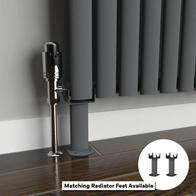 Lux Heat Anthracite Grey Oval Horizontal Double Panel Designer Radiator ...