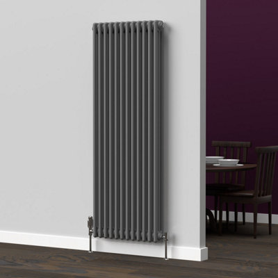 Lux Heat Anthracite Grey Vertical 3 Column Traditional Radiator 1500mm ...