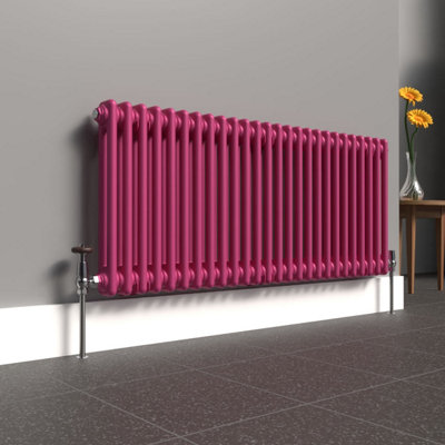 Lux Heat Barbie Pink Horizontal 2 Column Traditional Radiator 500mm (H ...