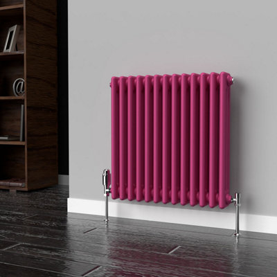 Lux Heat Barbie Pink Horizontal 3 Column Traditional Radiator 600mm (H ...