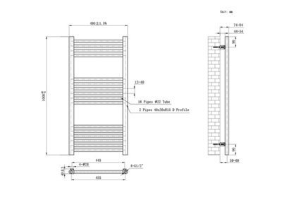 Lux Heat Chrome Ladder Towel Radiator 1000mm (H) x 500mm (W)